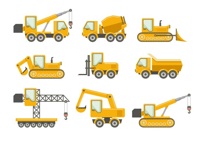 Excavator road construction digger Royalty Free Vector Image