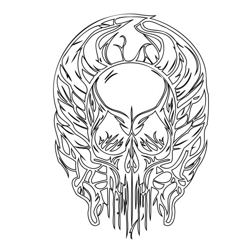 Cursed skull halloween sketch outline Royalty Free Vector