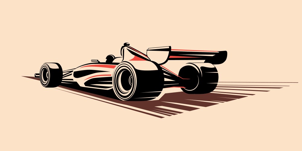 Formula one bolide stylized symbol outlined Vector Image