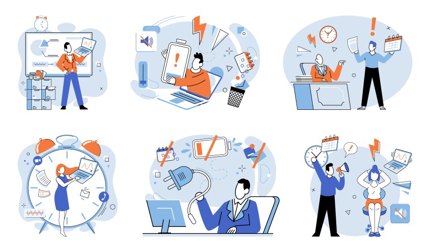 Working hard overworking and neglecting self care Vector Image