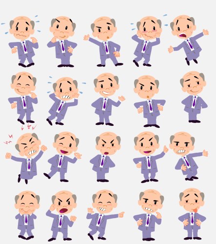 Cartoon character old businessman set Royalty Free Vector