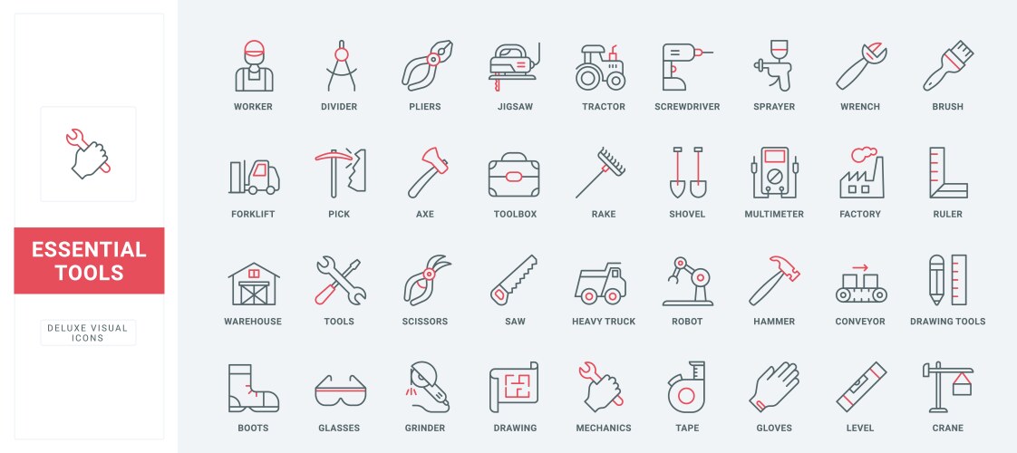 Construction tools and safety gears toolbox Vector Image