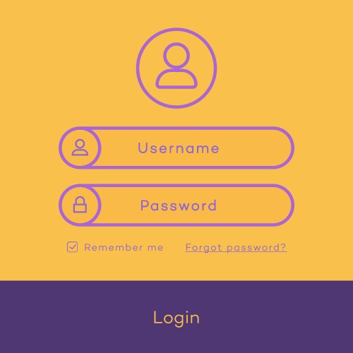 Login form page Royalty Free Vector Image - VectorStock