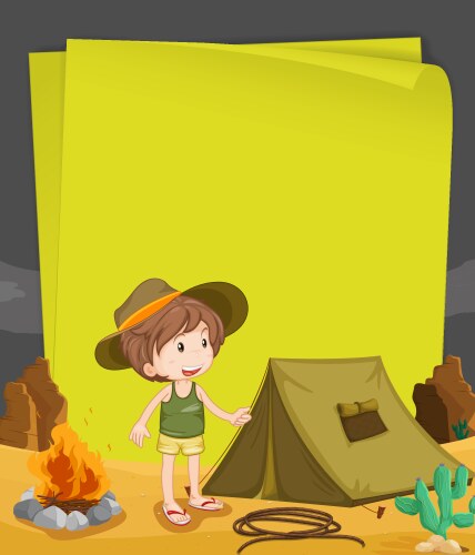 Border design with kids and camping gears Vector Image