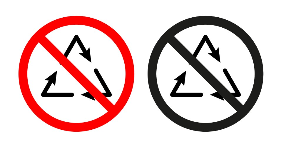 Recycle prohibition sign do not garbage Royalty Free Vector