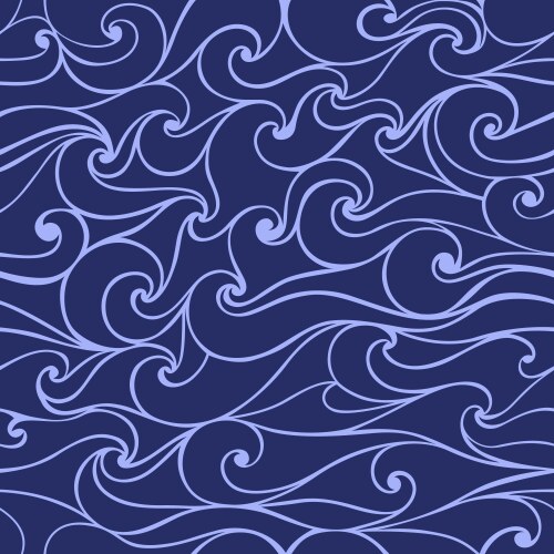 Marine seamless pattern with stylized blue waves Vector Image