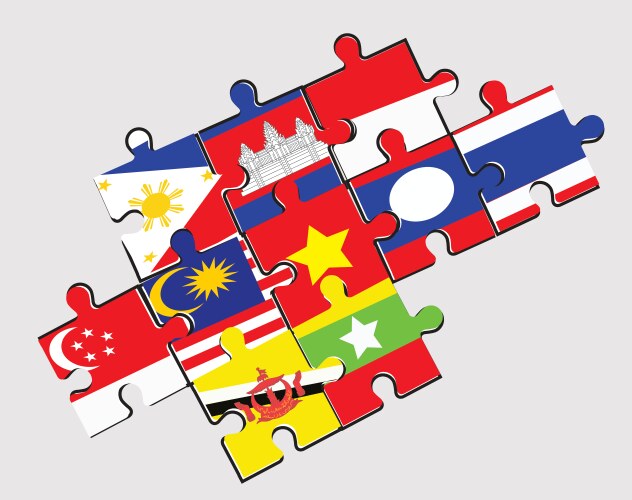 Aec asean economic community world map Royalty Free Vector