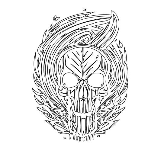 Cursed skull halloween sketch outline Royalty Free Vector