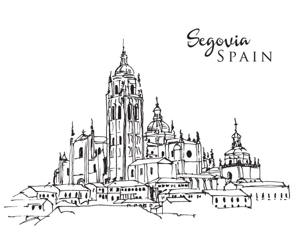 Barcelona spain vintage hand drawn sketch Vector Image