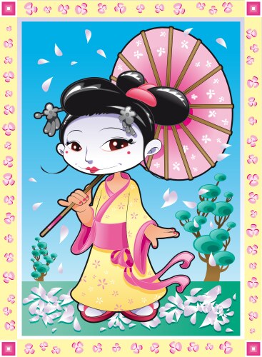 Geisha Portrait Poster Stencil For Stickers Vector Image