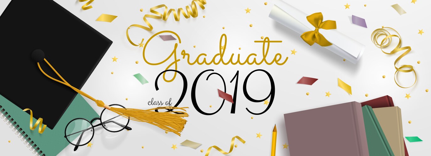 Graduation banner background congrats Royalty Free Vector
