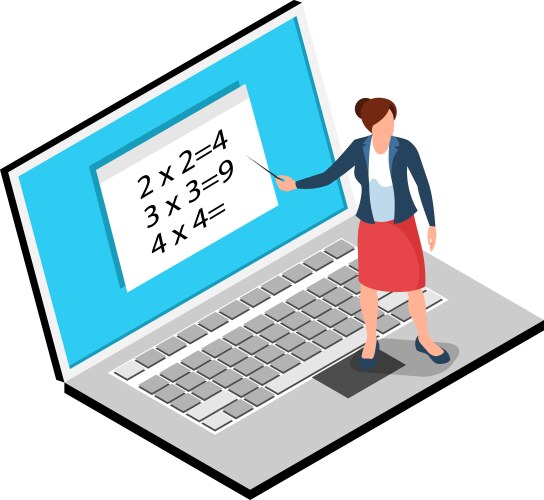 Distant student computer composition Royalty Free Vector