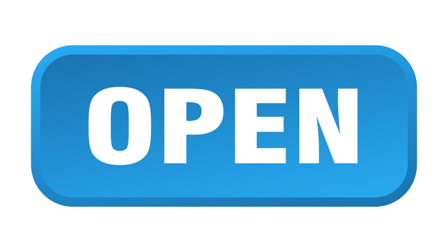 Open button square 3d push Royalty Free Vector Image