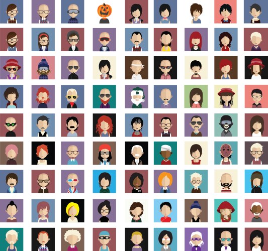 Square pixel avatars Royalty Free Vector Image