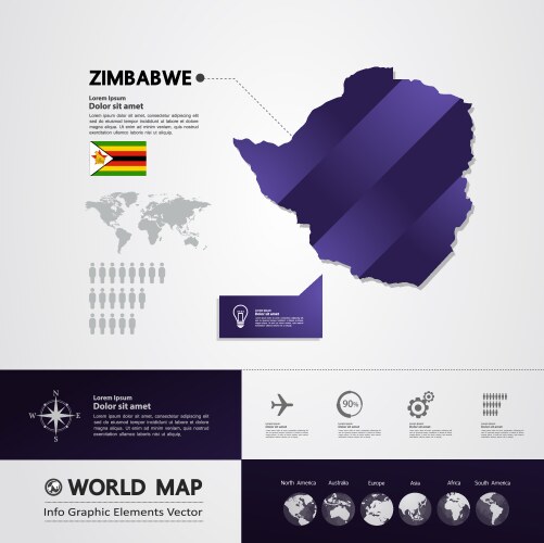 Map of zimbabwe with the image national Royalty Free Vector