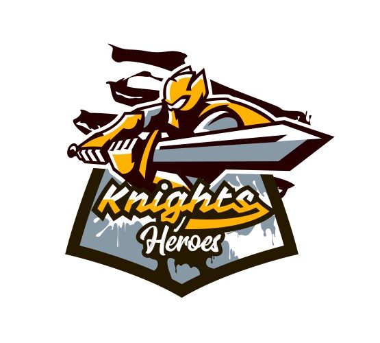 A colorful logo sticker an emblem knight Vector Image
