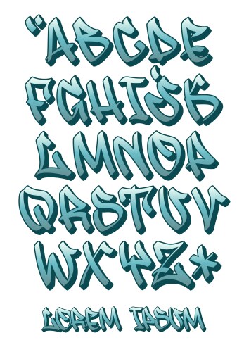 Graffiti font 3d- hand written - alphabet Vector Image