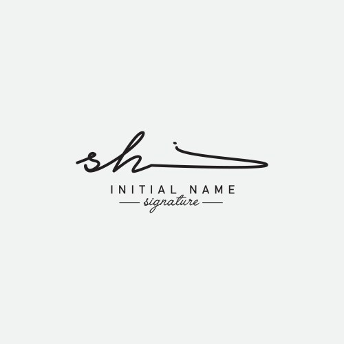Elegant Handwritten SH Monogram Logo Royalty Free Vector