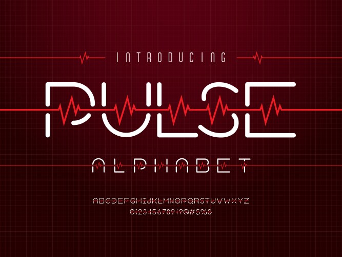 Pulse line font Royalty Free Vector Image - VectorStock