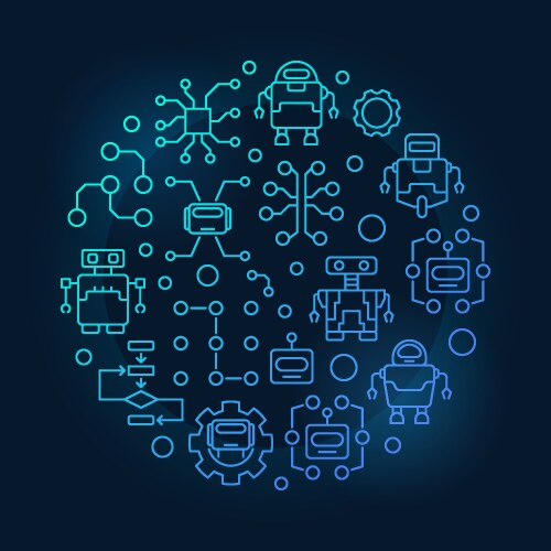Ai circuit round shape artificial Royalty Free Vector Image
