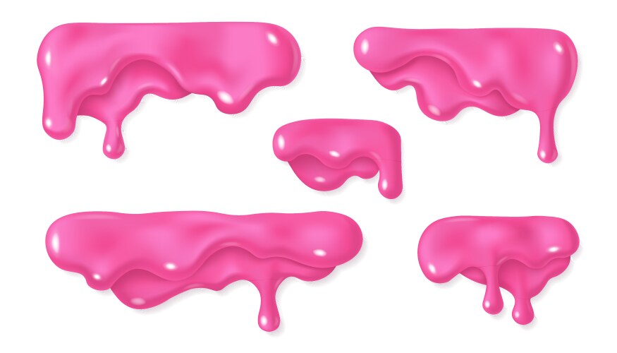Melted pink icing drop set with sprinkles Vector Image