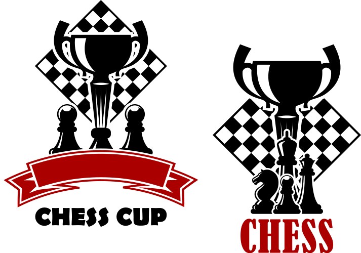 Chess game championship emblem logo Royalty Free Vector