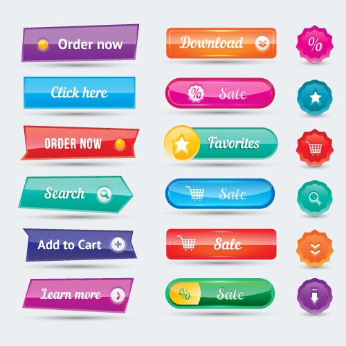 Colorful website buttons design Royalty Free Vector Image