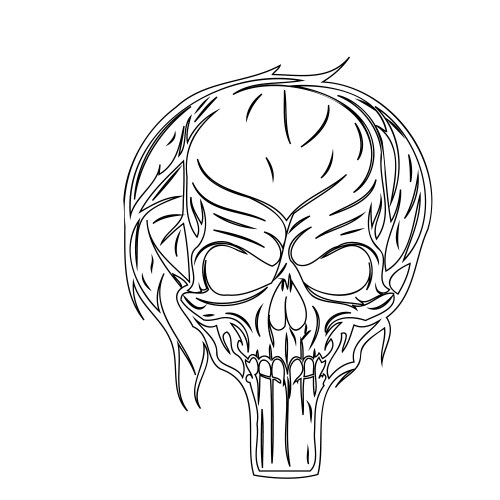 Cursed skull halloween sketch outline Royalty Free Vector