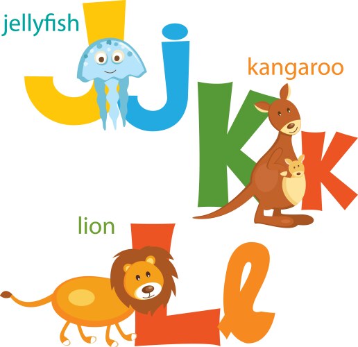 Funny cartoon animals alphabet letter set Vector Image