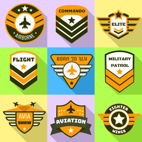 Air squadron logo flat style Royalty Free Vector Image