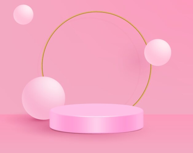 3d stand minimal pink wall scene Royalty Free Vector Image