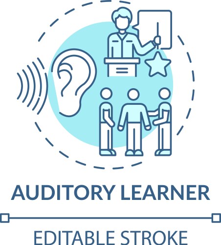 Auditory learner blue gradient concept icon Vector Image