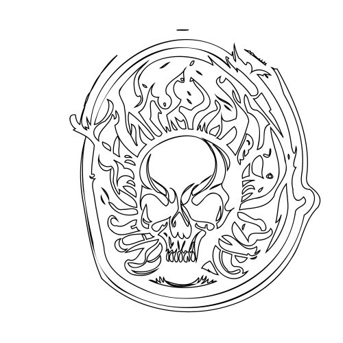 Cursed skull halloween sketch outline Royalty Free Vector