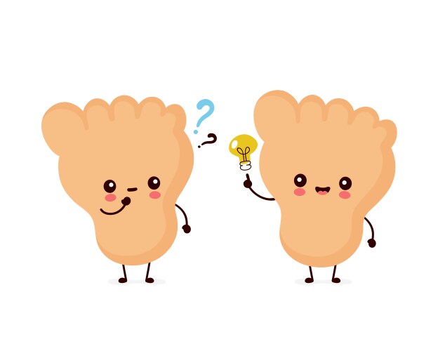 Cartoon happy foot holding hands Royalty Free Vector Image