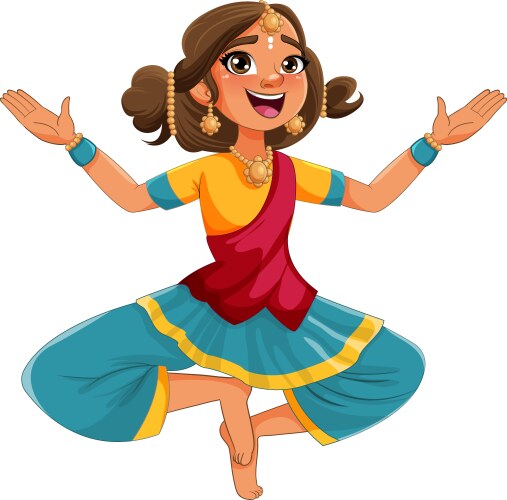 Indian cartoon characters in traditional cultural Vector Image