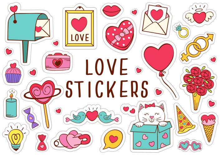 Set isolated love stickers part 1 Royalty Free Vector Image