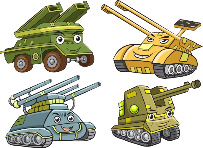 Front view a fun army tank Royalty Free Vector Image