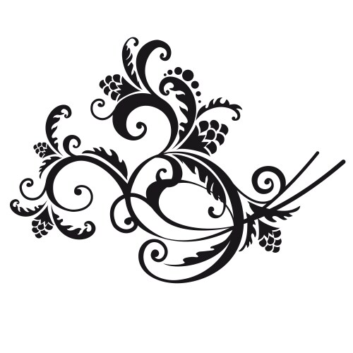 Black floral branch decorative filigree design Vector Image