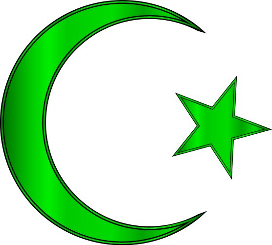 Symbol of islam crescent and star dark green Vector Image