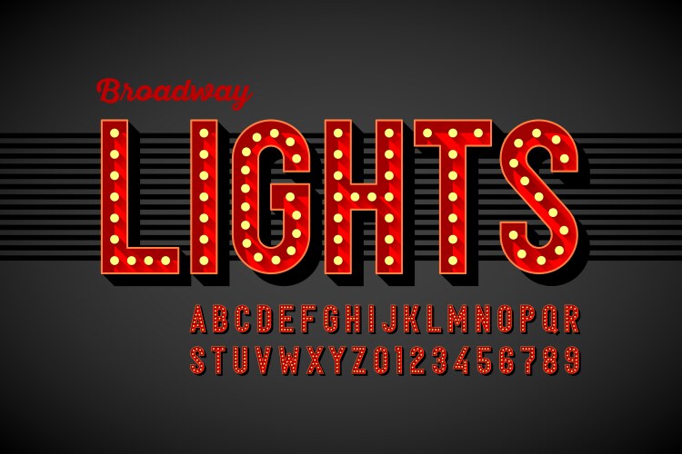 Broadway style retro light bulb font vintage Vector Image