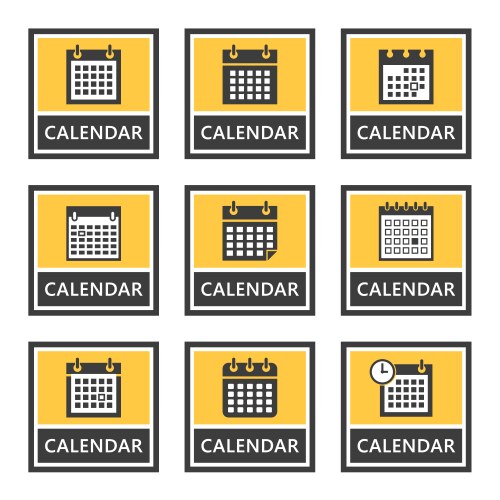 Calendar icons set with dates from 1 to 31 Vector Image