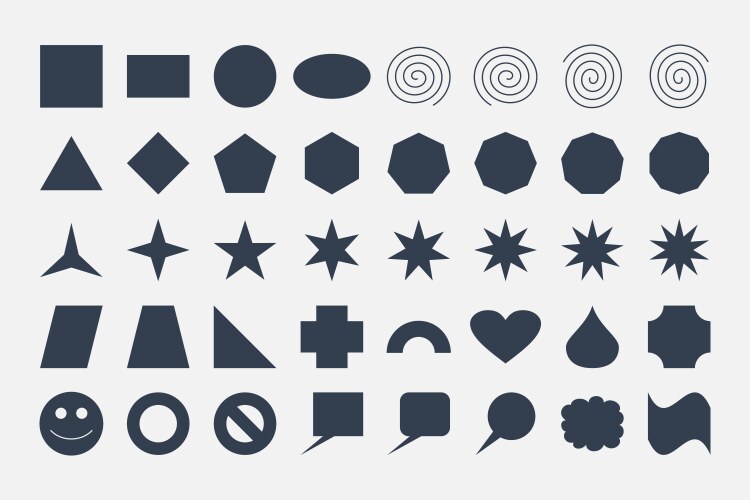 Basic shapes design elements icons set Royalty Free Vector