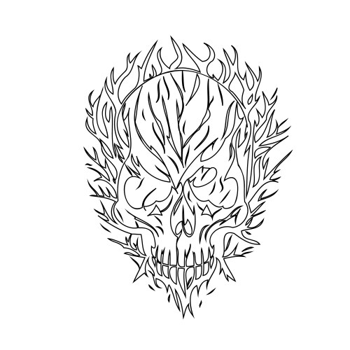 Cursed skull halloween sketch outline Royalty Free Vector