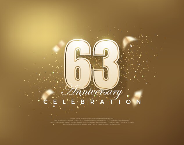 63rd anniversary numbers gold luxury background Vector Image
