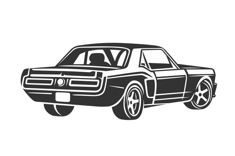 Car muscle old 70s with flames Royalty Free Vector Image