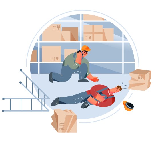 Occupational accident of a fall from ladder Vector Image