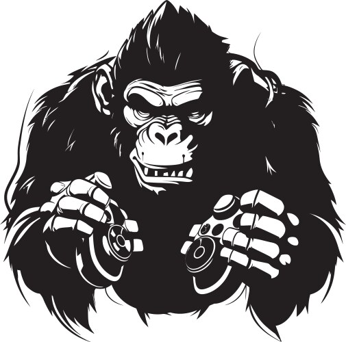 Gamepad gladiator powerful primate emblem muscle Vector Image