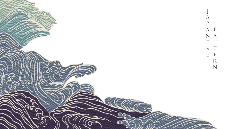 Japanese wave line art Royalty Free Vector Image