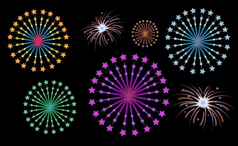 Fireworks on night sky Royalty Free Vector Image