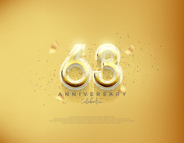 63rd anniversary numbers gold luxury background Vector Image